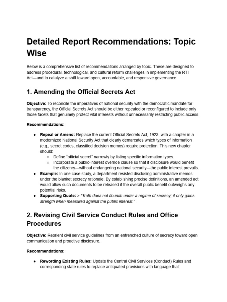 2 ARC Report 1 GG Recommendation Summary | PDF | Records Management | Classified Information