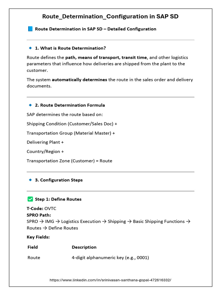 Route Determination in Sap SD | PDF | Logistics | Freight Transport