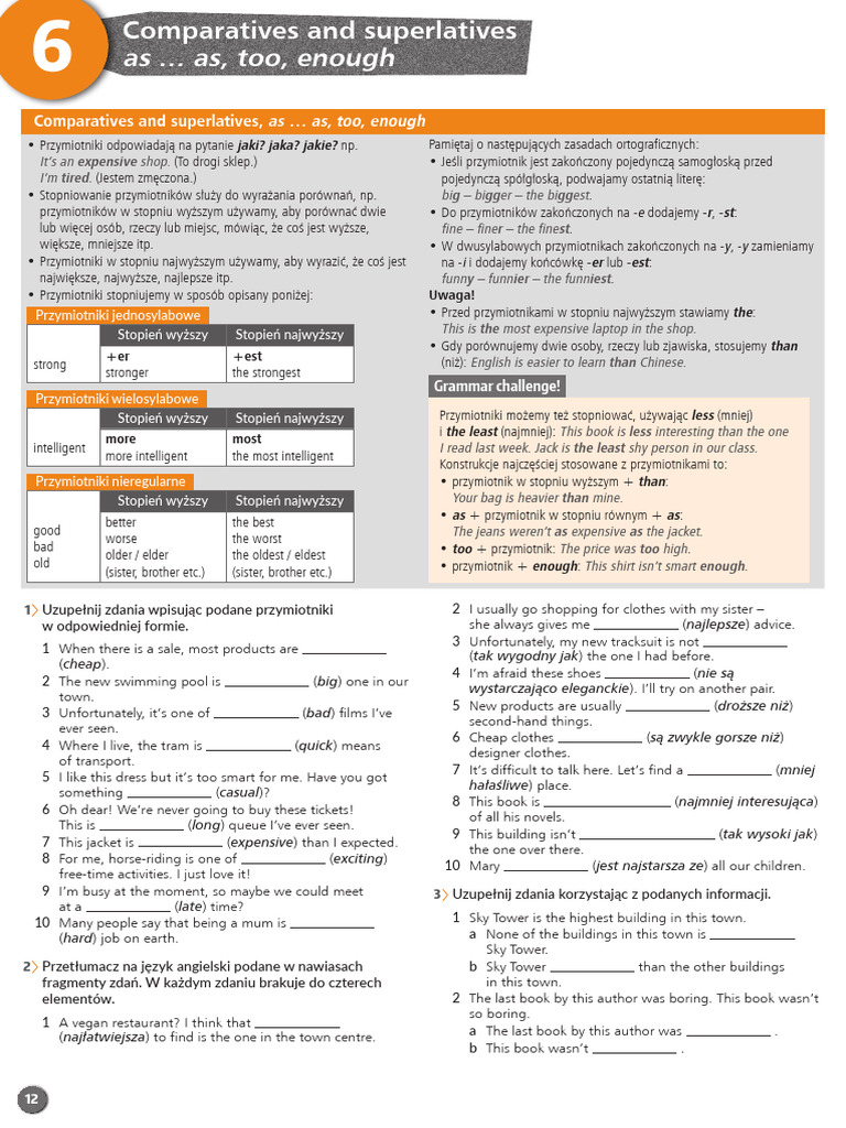 Password Reset A2 Gramatyka Comparatives, Superlatives | PDF