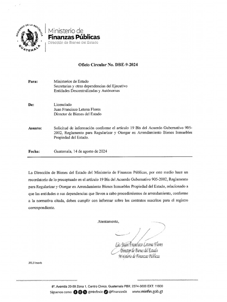 Oficio Circular No. DBE-9-2024 | PDF