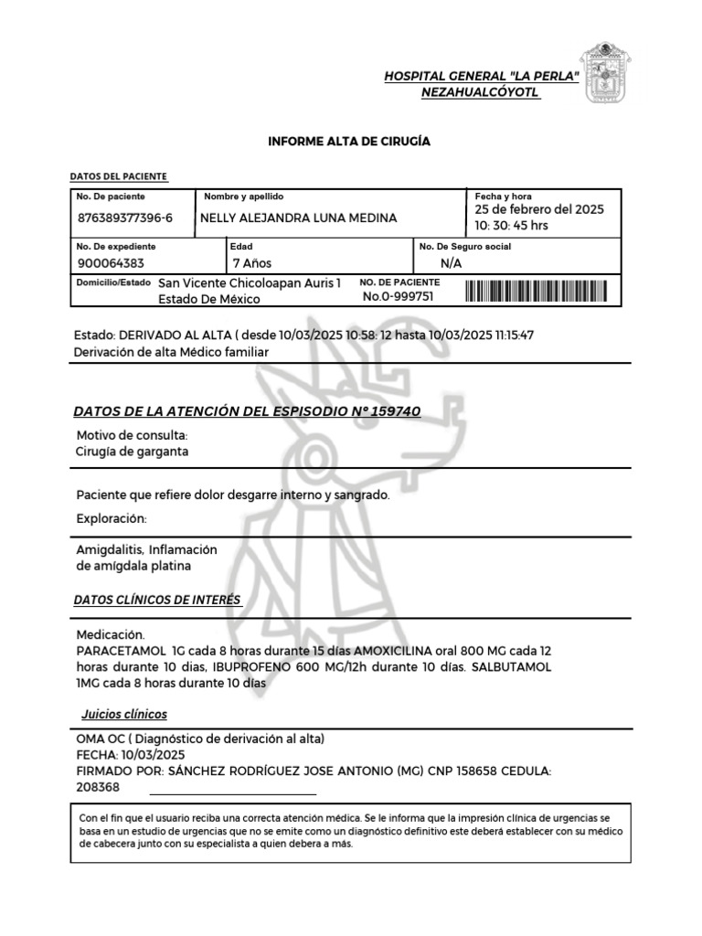 Datos Del Paciente - 20250311 - 163933 - 0000 | PDF