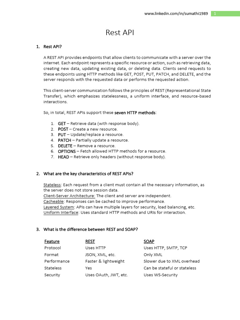 Rest API Interview Questions With Answers 1743171492 | PDF | Systems Architecture | Web Development