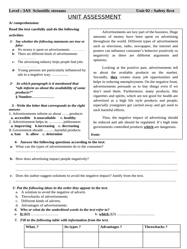 Unit Assessment Safety First Correction Final Draft | PDF | Junk Food | Healthy Diet