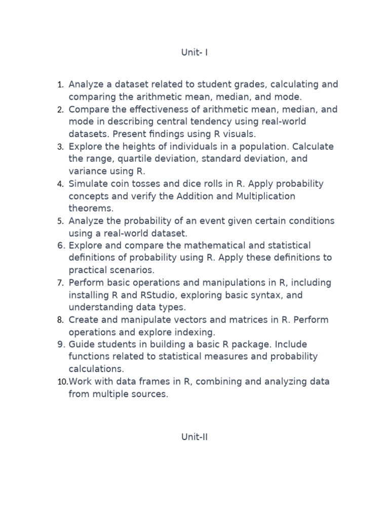 Mini Projects, Unit-I & II | PDF