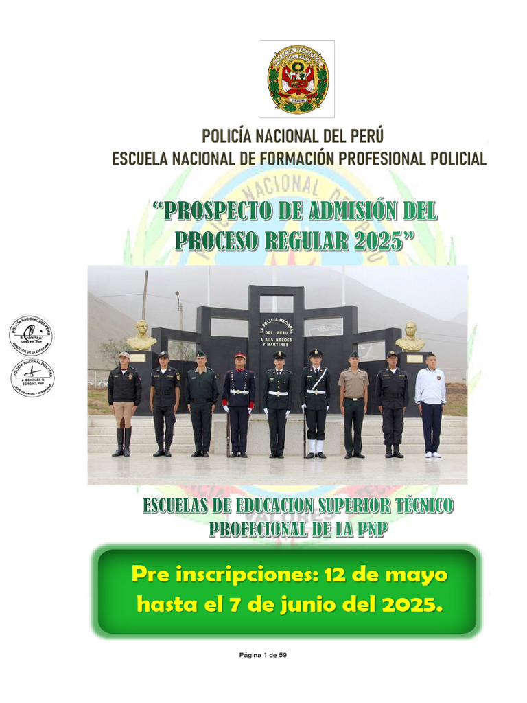 Prospecto Eestp PNP A Nivel Nacional 2025 2026 | PDF | Policía | Perú