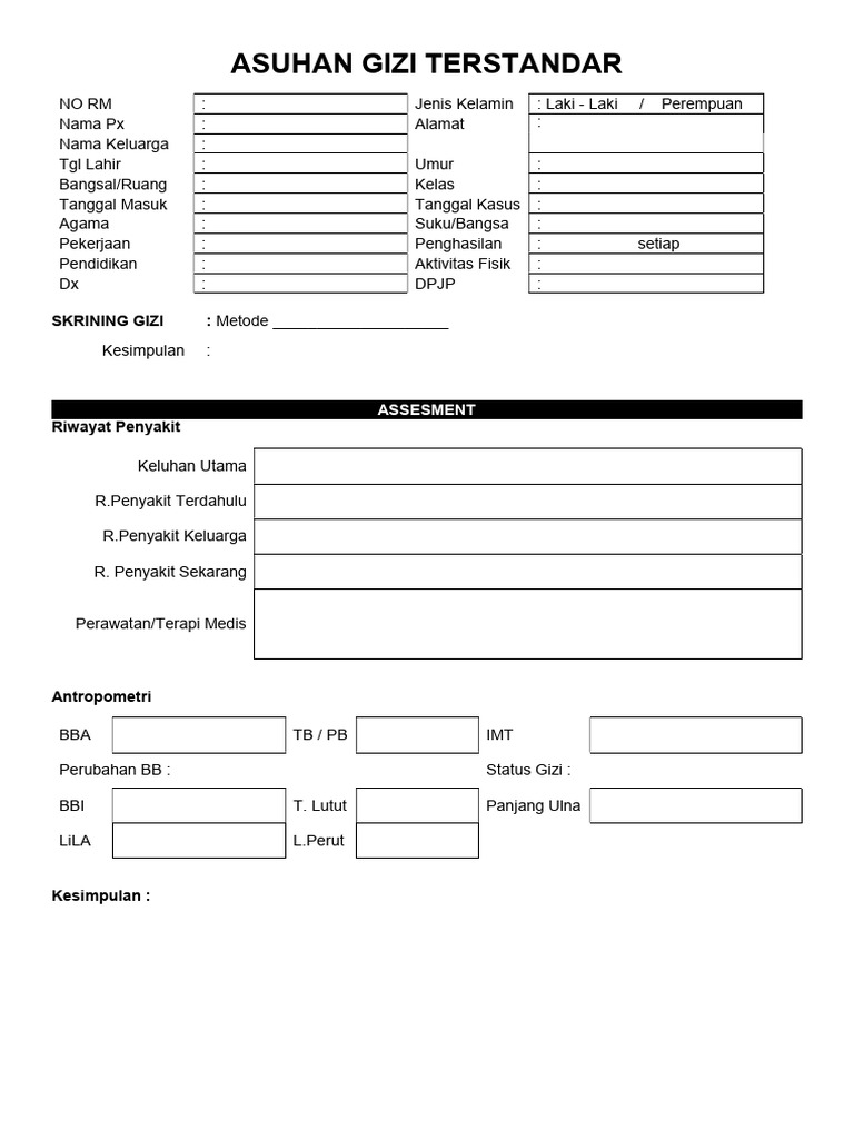 Form Asuhan Gizi | PDF