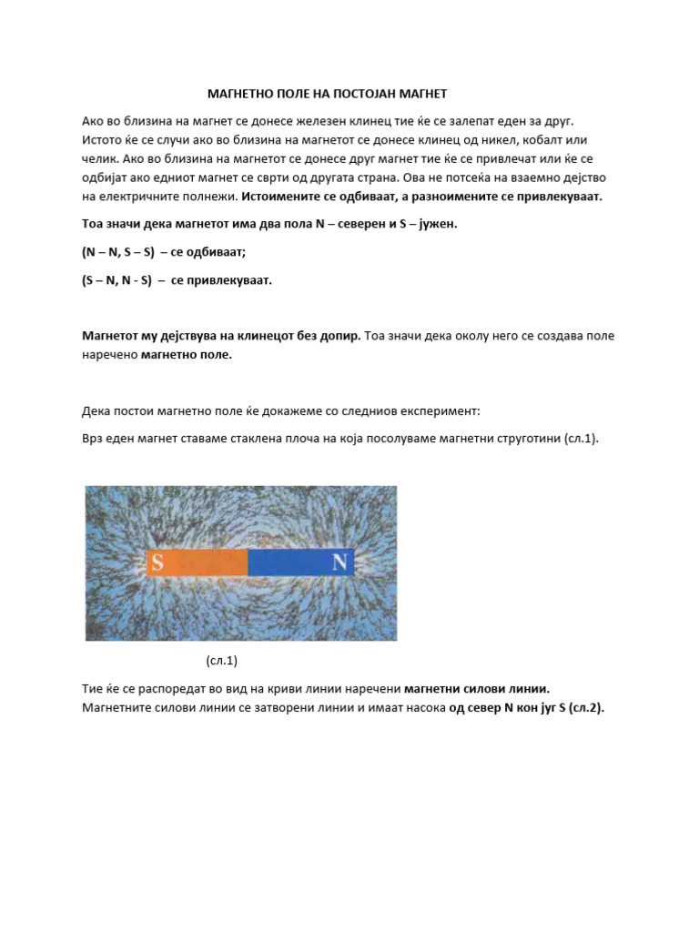 Magnetno Pole Na Postojan Magnet Lekcija1 | PDF