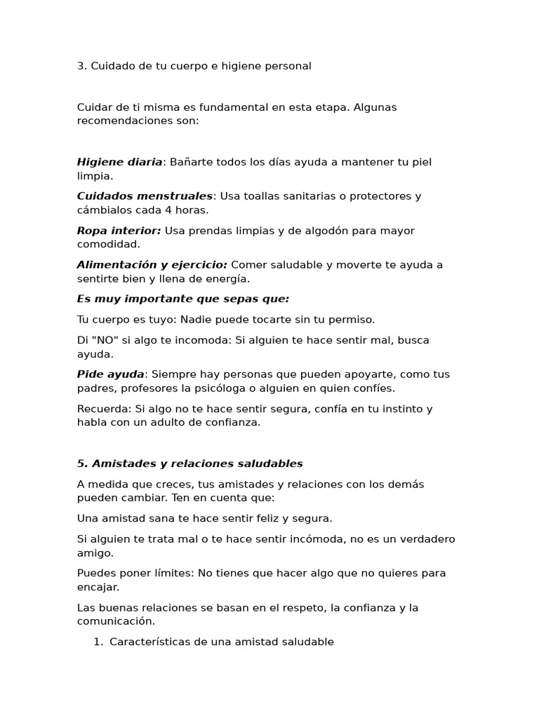 Cuidado de Tu Cuerpo y Higiene Personal | PDF