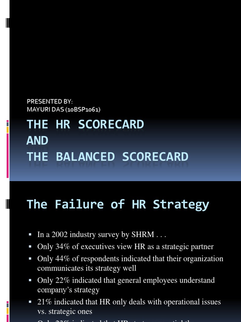 The HR Scorecard AND The Balanced Scorecard: Presented By: MAYURI DAS ...