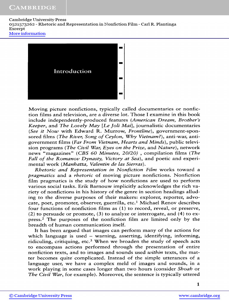 Rhetoric and Representation in Nonfiction Film - İNTRODUCTİON Carl R ...
