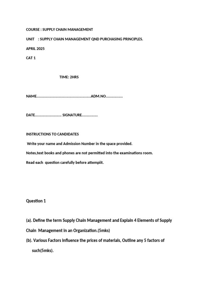 SCM & Purchasing Principles cat 1 | PDF