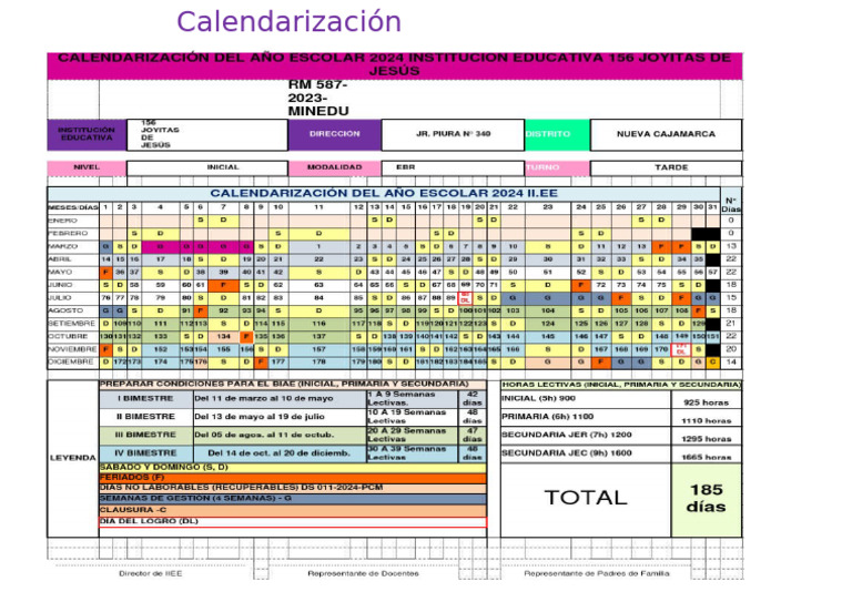 Calendarizacion 2024 | PDF