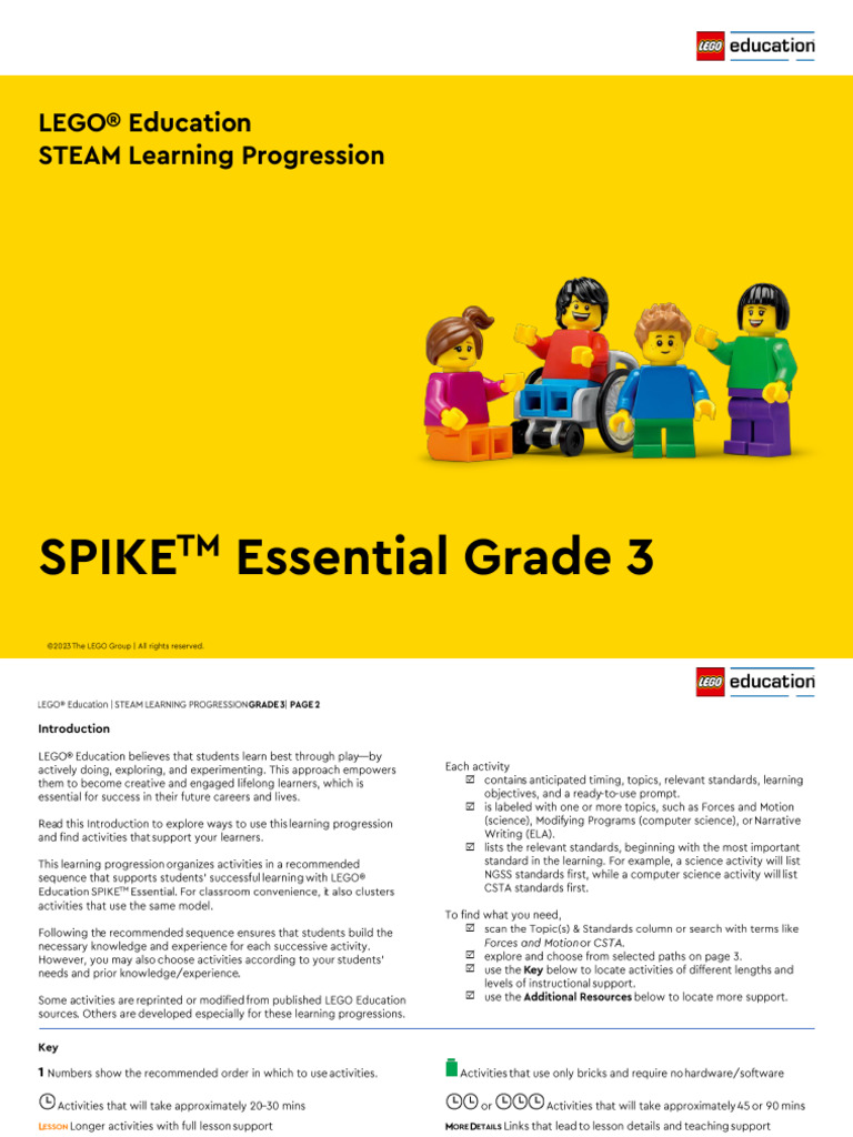 LEGO Education SPIKE Essential Learning Progression Grade 3 | PDF