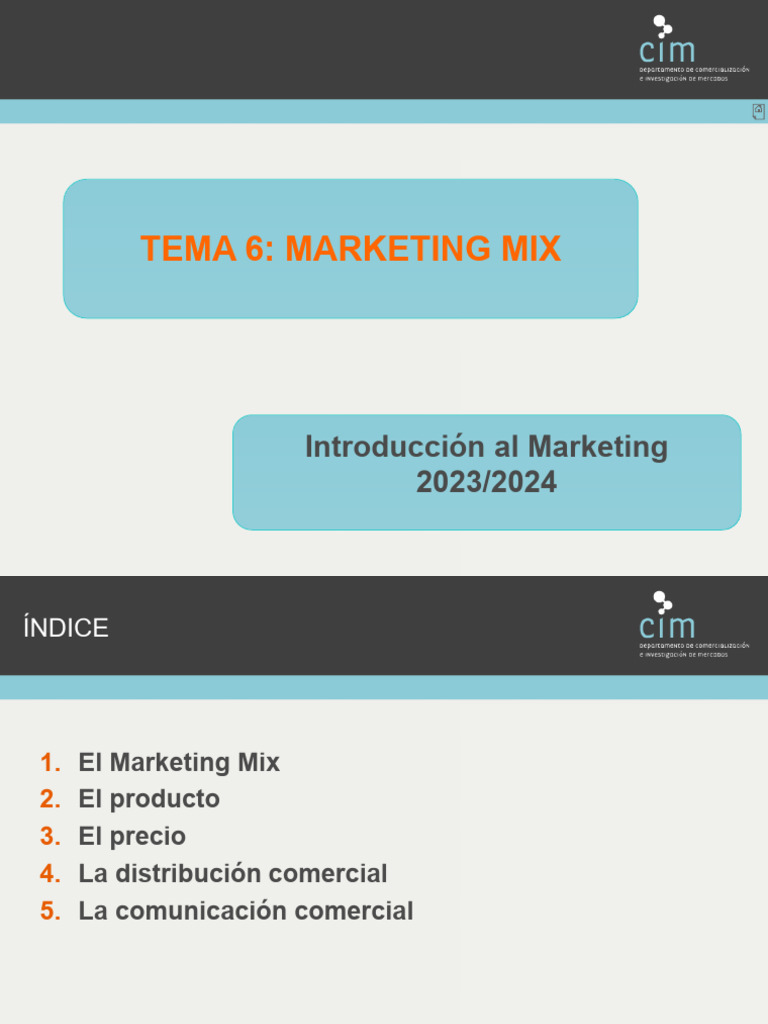 Tema6 Marketing Mix (1) | PDF | Marketing | Producto (Negocio)