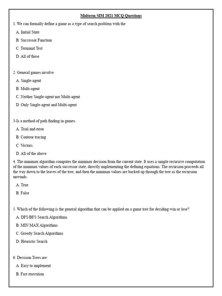 Midterm SIM 2021 MCQ Questions | PDF | Applied Mathematics | Theoretical Computer Science