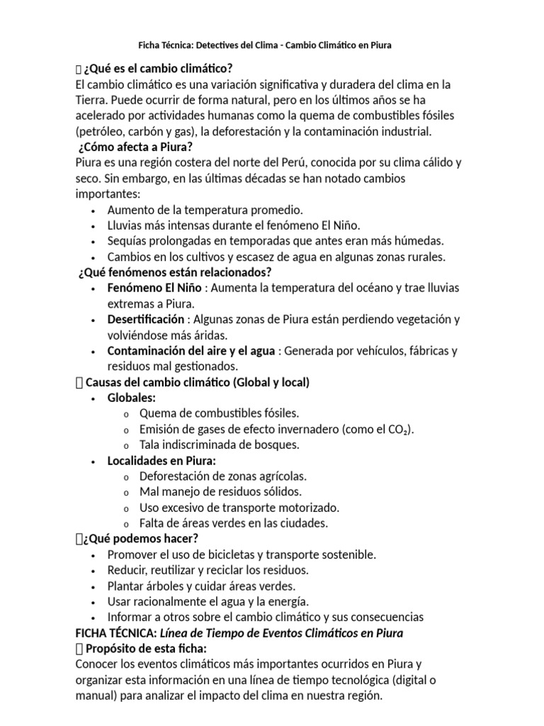 Detectives del Clima en Piura | PDF | Deforestación | Cambio climático