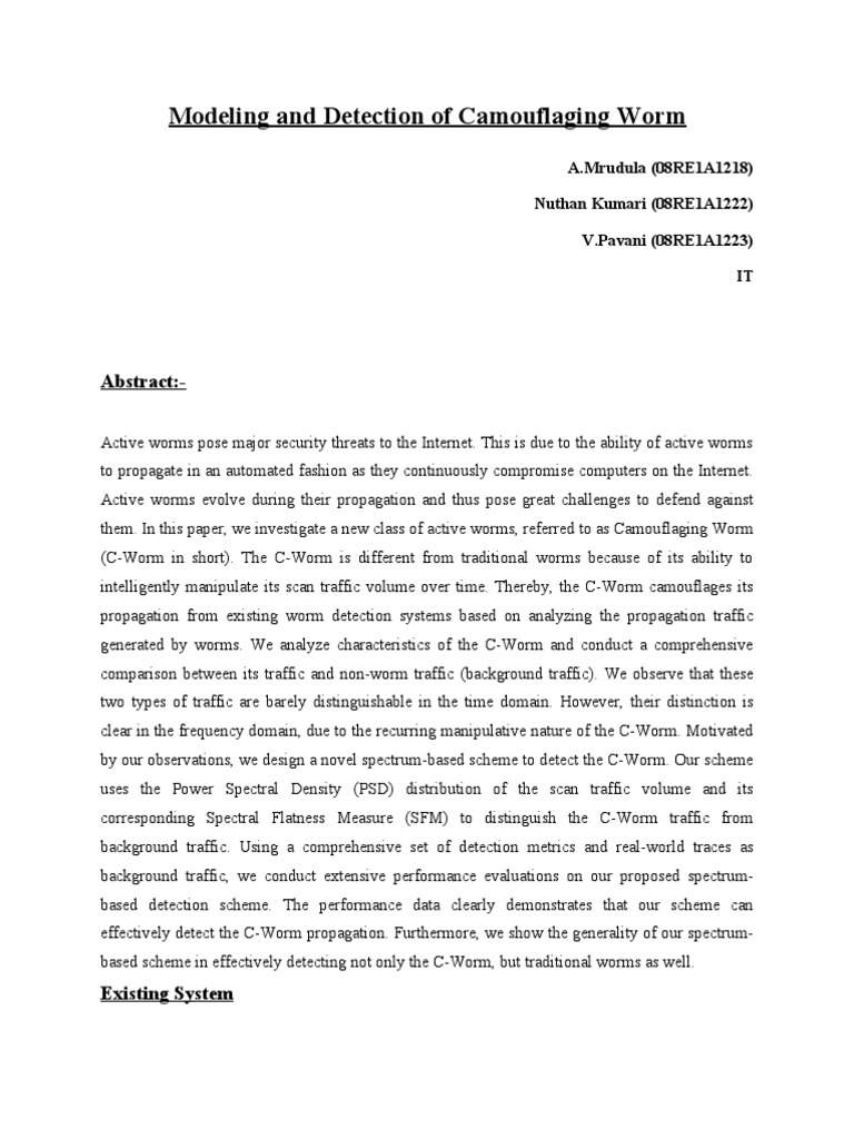 Modeling and Detection of Camouflaging Worm | PDF | Computer Virus | Computing