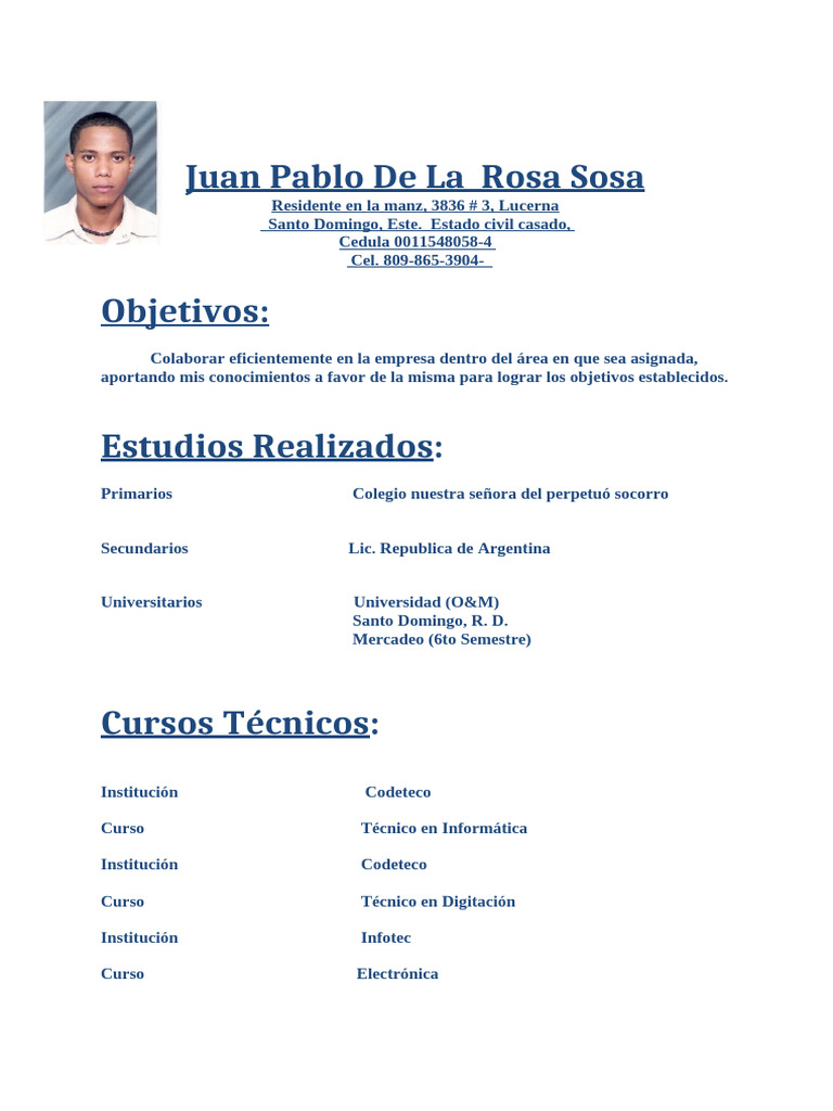 Juan Pablo D e La Rosa Sosa | PDF
