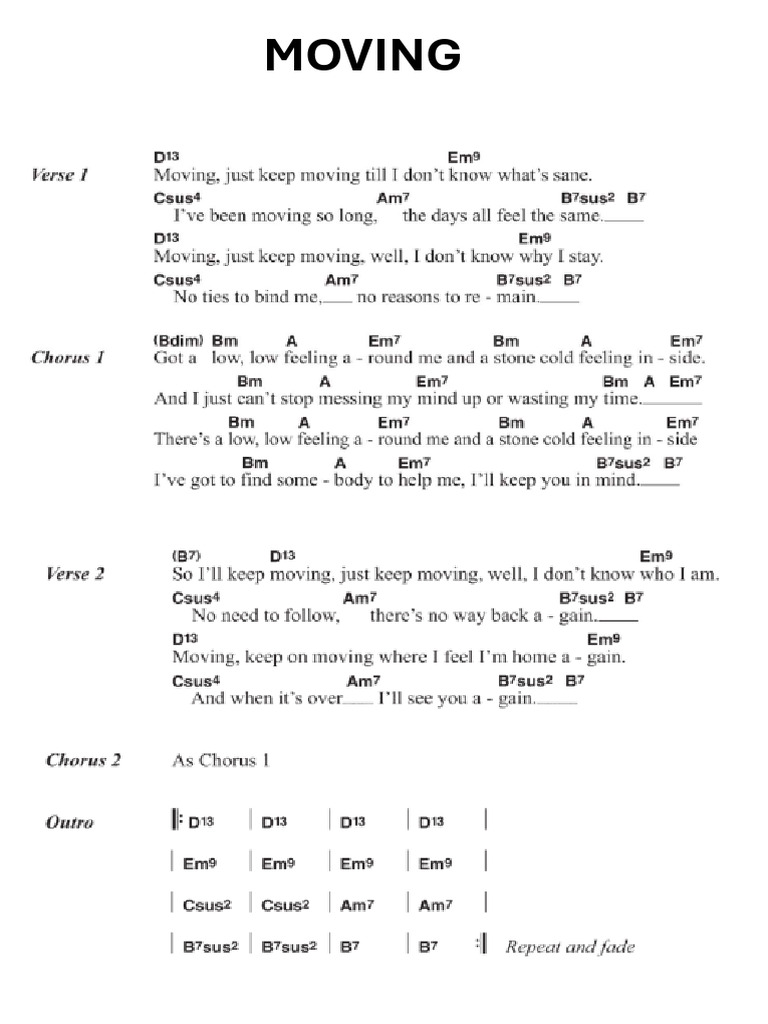 Moving - Supergrass - Paroles + Chords | PDF