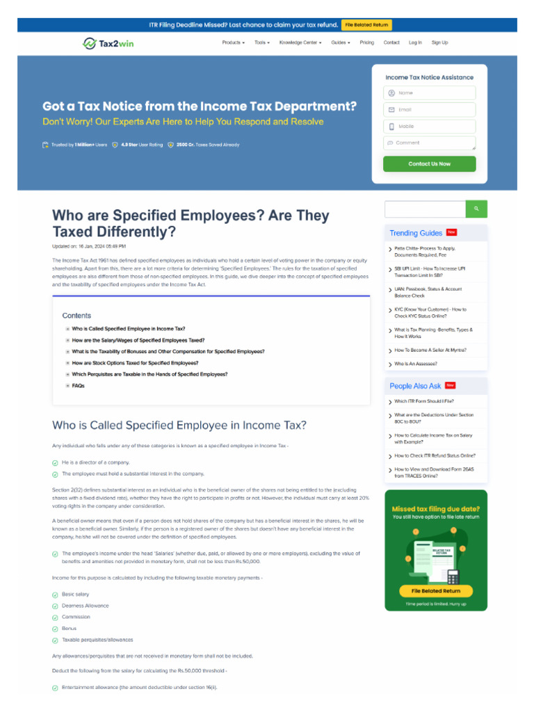 Screencapture Tax2win in Guide Taxability of Specified Employees 2024 11 07 10 - 20 - 24 | PDF