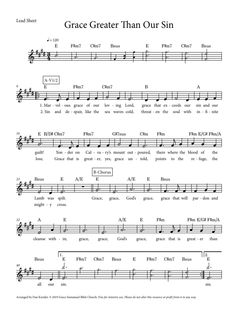 Grace+Greater+Than+Our+Sin 01+Lead+Sheet | PDF | Christian Belief And ...