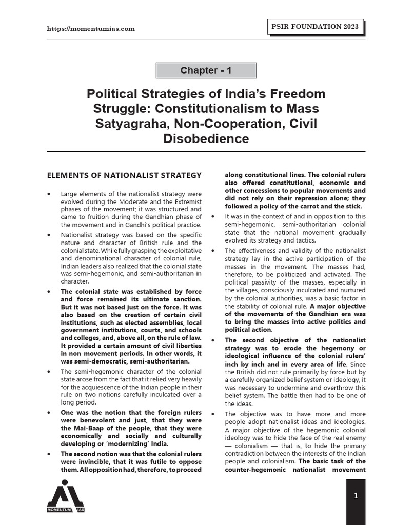 Political Strategy For Indian Freedom Struggle | PDF | British Raj | Nationalism