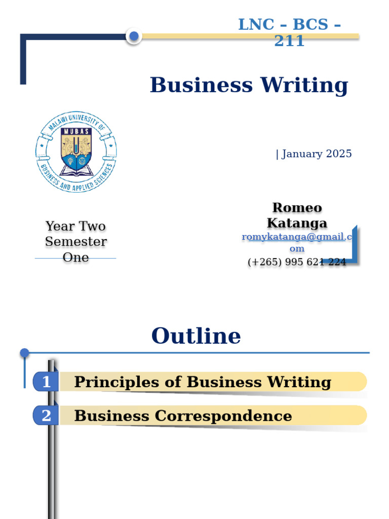 BCS 1 - Presentation 8 - Business Writing | PDF