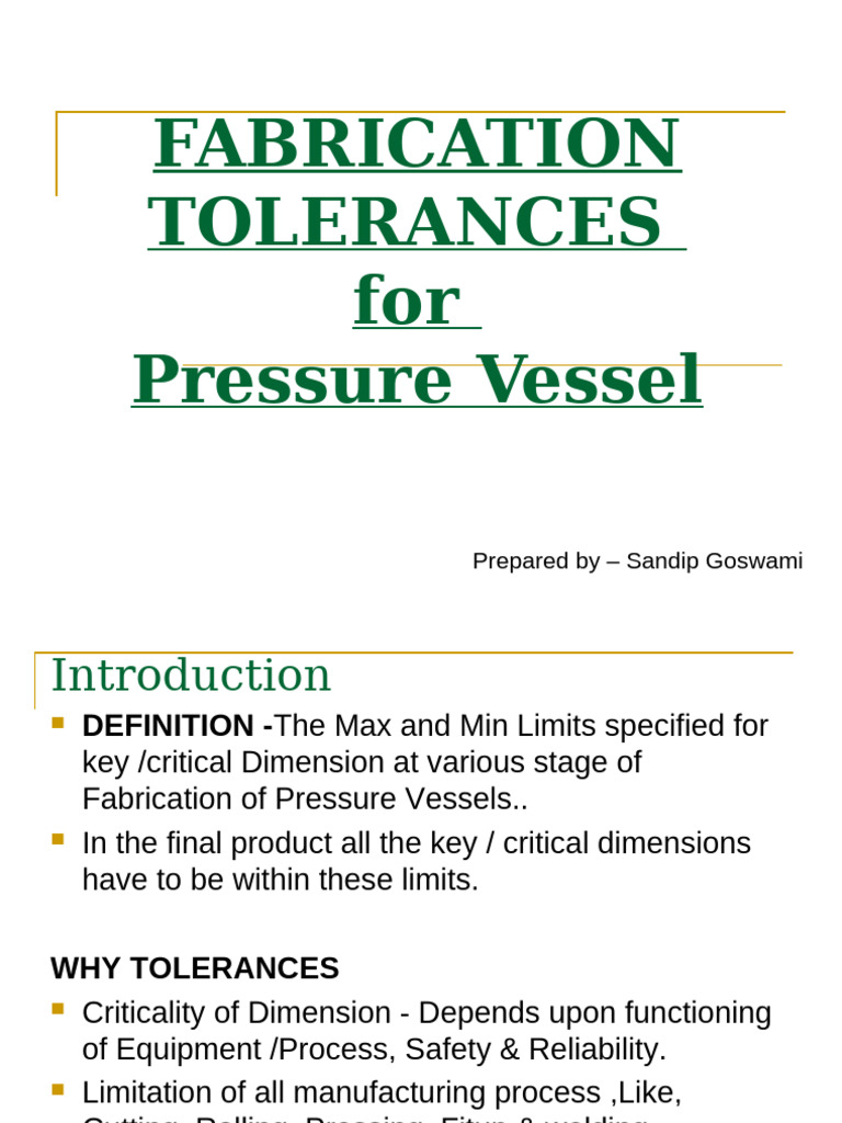 Fabrication Tolerences For Pressure Vessels | PDF | Engineering ...