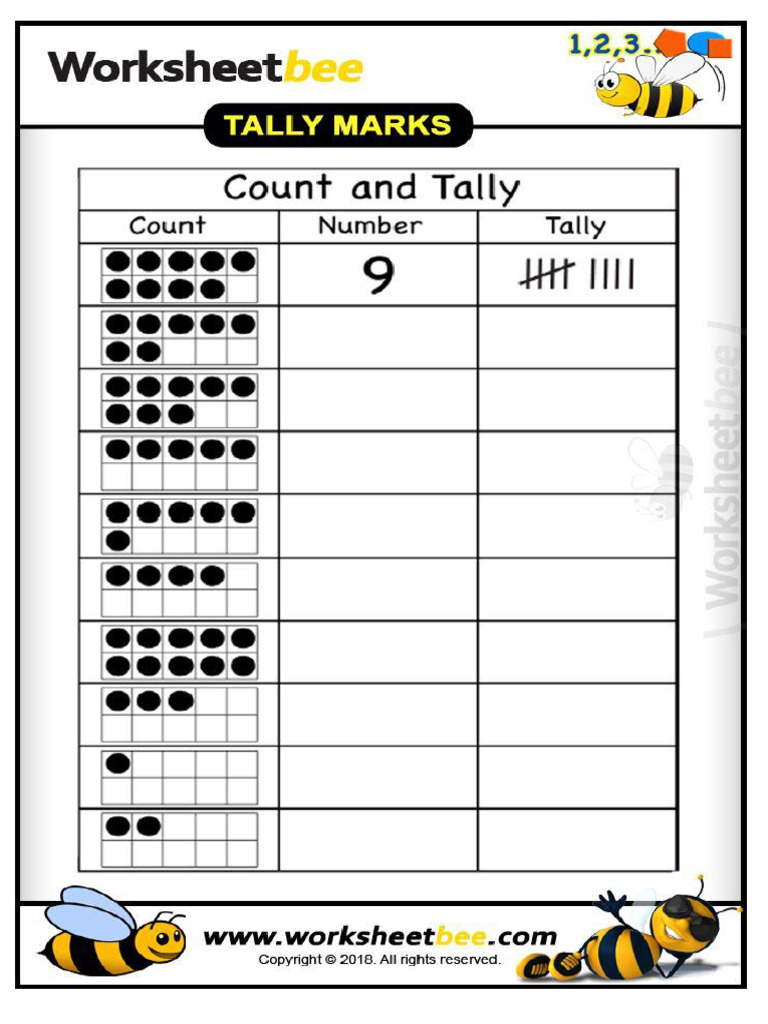 Online Printable Worksheet For Kids About Count and Tally Math Class ...