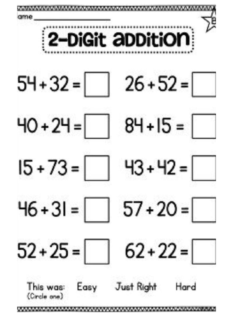 2 Digit Addition Horizontal Worksheets | PDF