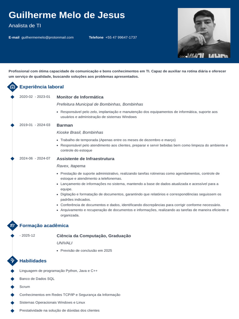 Currículo TI | PDF | Tecnologia da Informação | Bancos de dados