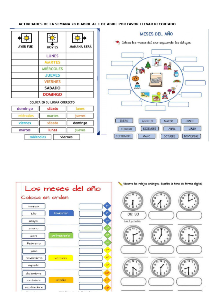 Hojas de Trabajo Semana 28 D Abril Al 1 de Abril | PDF