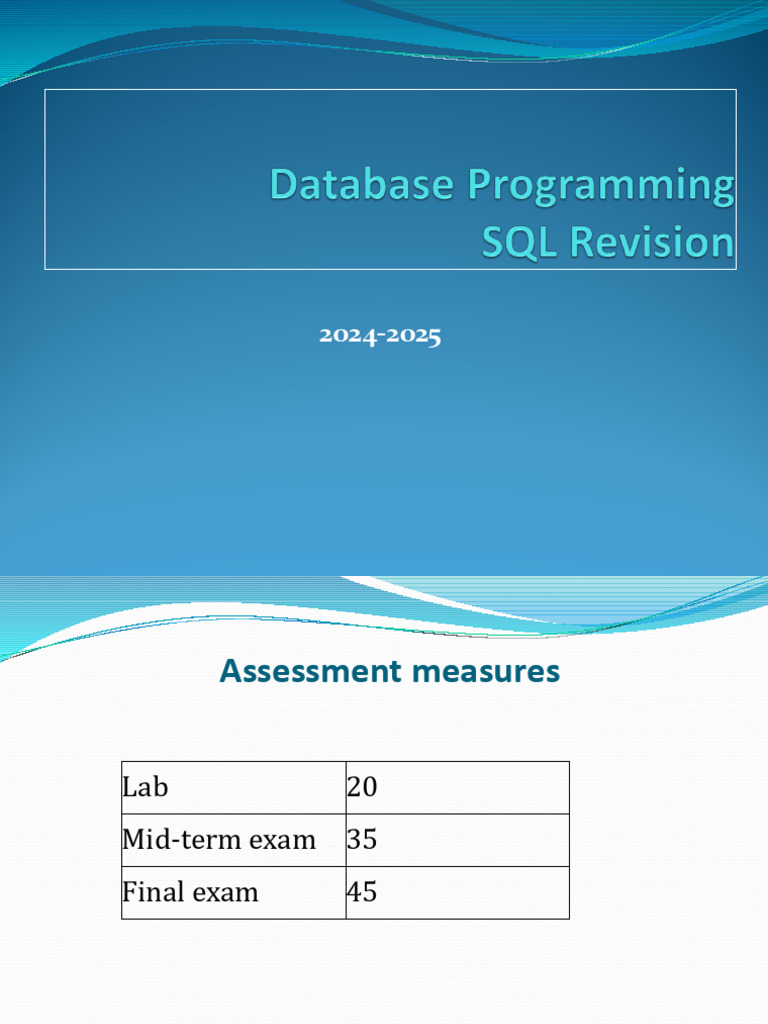Session 1-2 SQL Revision 2024 | PDF | Programming Paradigms | Sql