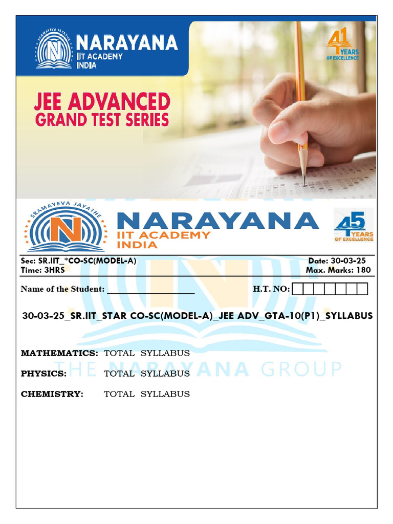 JEE Advanced Model A Question Paper | PDF | Capacitor | Electrical Network
