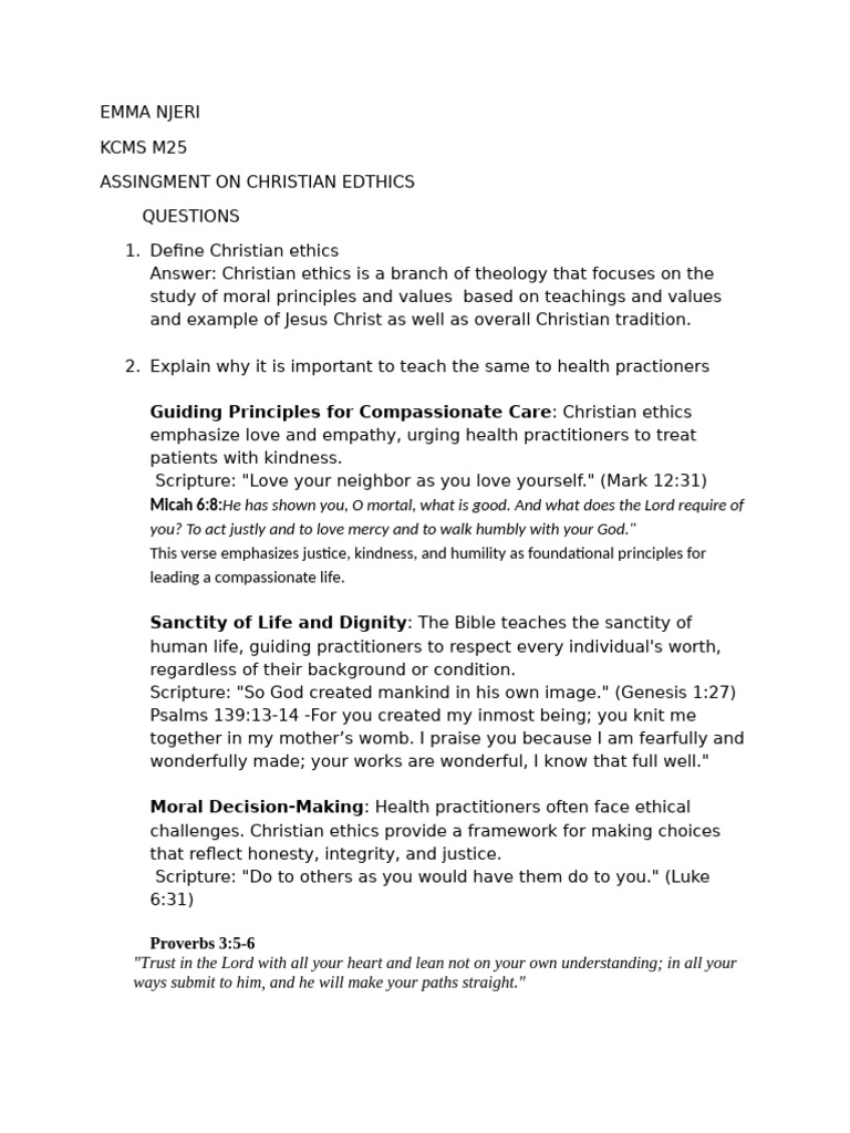 Christian Ethics in Healthcare Funding | PDF | Christian Ethics | Integrity