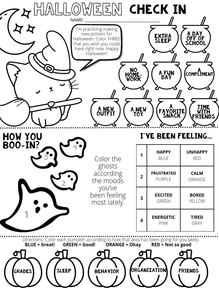 Halloween Mood Coloring Activity | PDF | Color | Visual Perception
