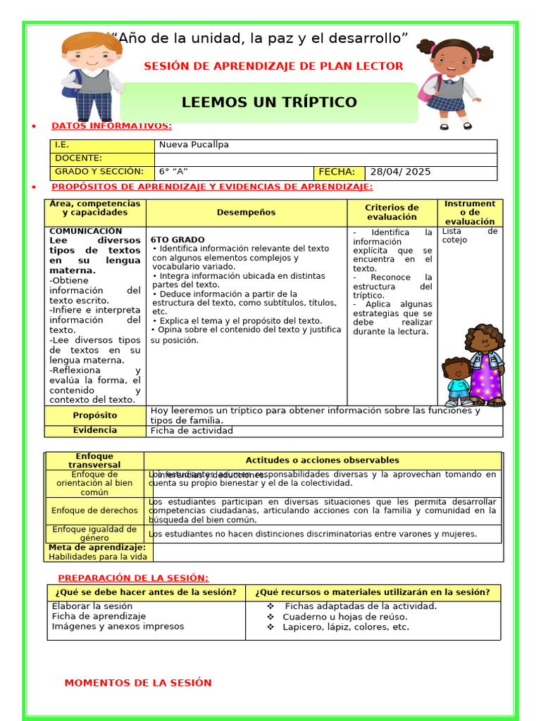 Estructura y lectura de trípticos para niños | PDF | Información ...