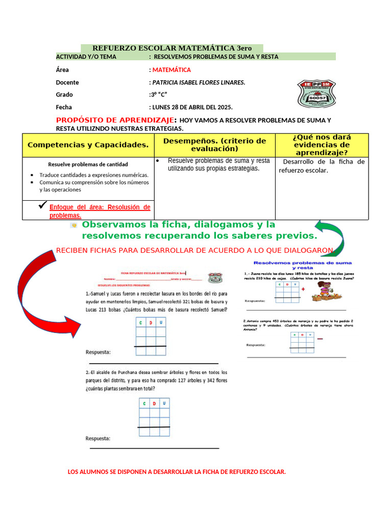 Problemas de Suma y Resta 3° C | PDF | Aprendizaje