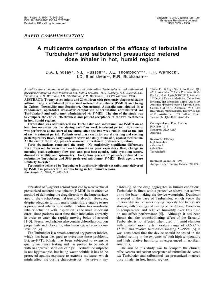 A multicentre comparison of the efficacy of terbutaline anad salbutamol ...