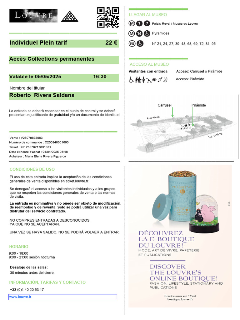 Louvre-Tickets V25078838063 | PDF
