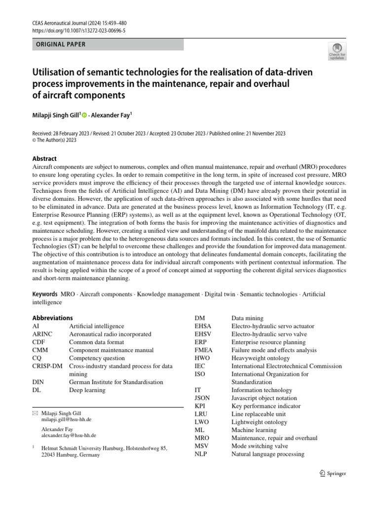 Utilisation of semantic technologies for the realisation of data‑driven process improvements in ...