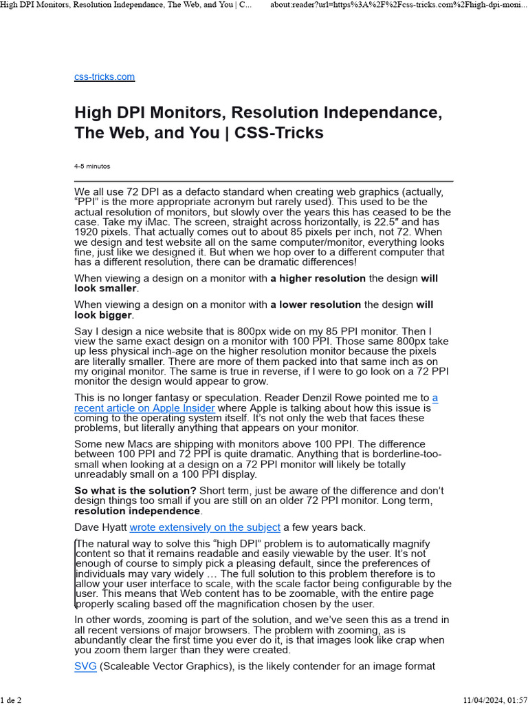 High DPI Monitors, Resolution Independance, The Web, and You CSS-Tricks ...
