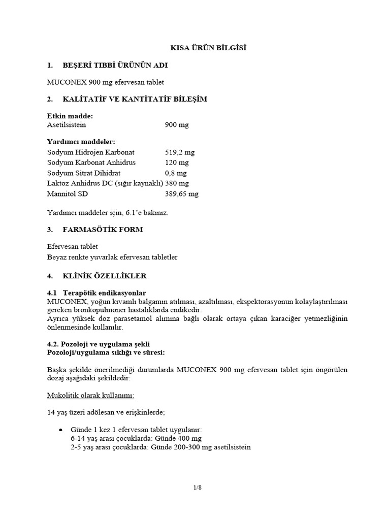 Muconex 900 MG Efervesan Tablet | PDF