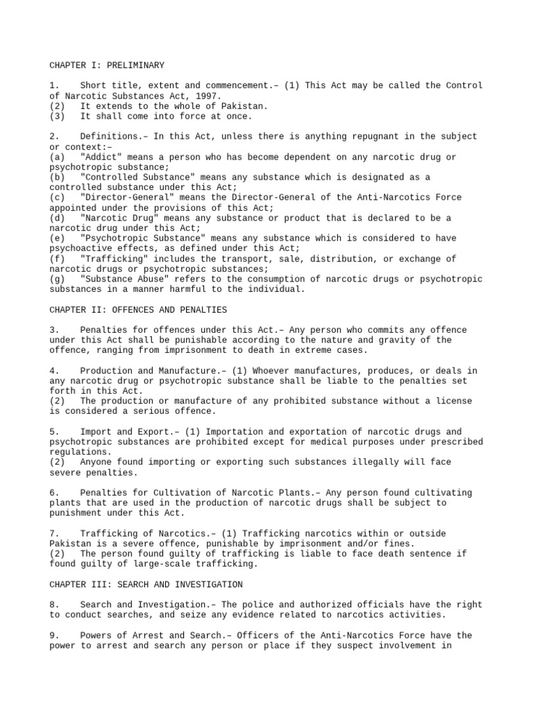 Control of Narcotic Substances Act 1997 Complete | PDF | Psychoactive ...