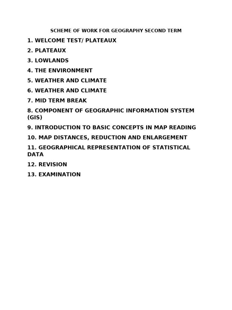Geography Note SS1 2ND Term 1-6 | PDF | Natural Environment | Plateau