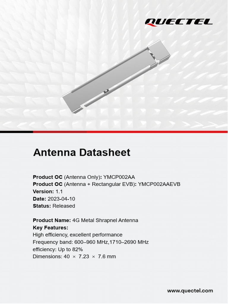 Quectel Antenna YMCP002AA Datasheet V1 1-3474581 | PDF | Transmission ...
