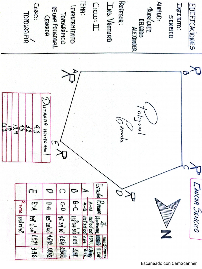 Plano - Poligonal Cerrada - Rodríguez Delgado Alexander | PDF