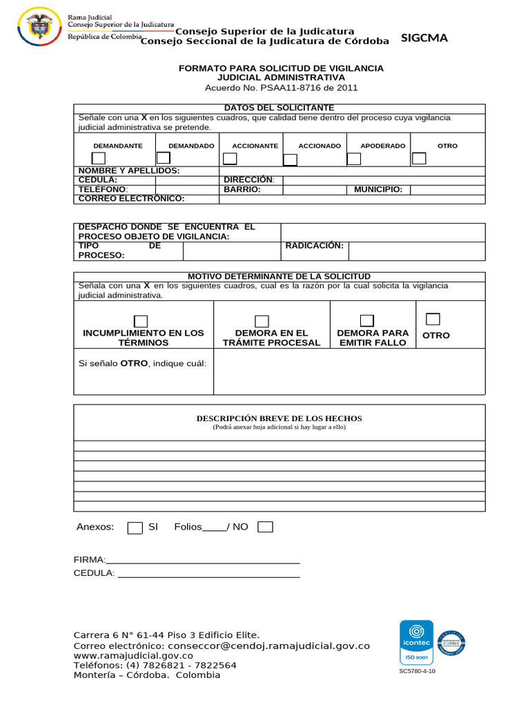 Formato Solicitud Vigilancia Judicial | PDF