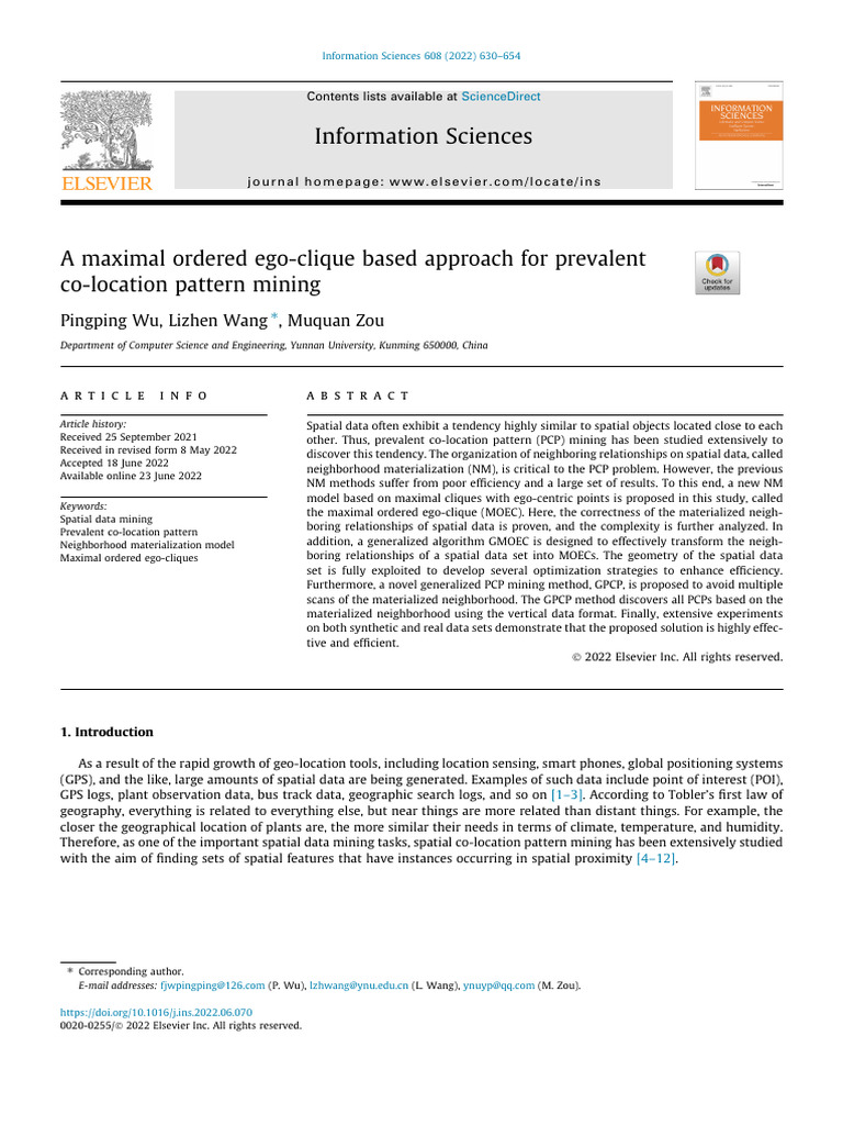 2022 A Maximal Ordered Ego-Clique Based Approach For Prevalent Co-Location Pattern Mining | PDF ...