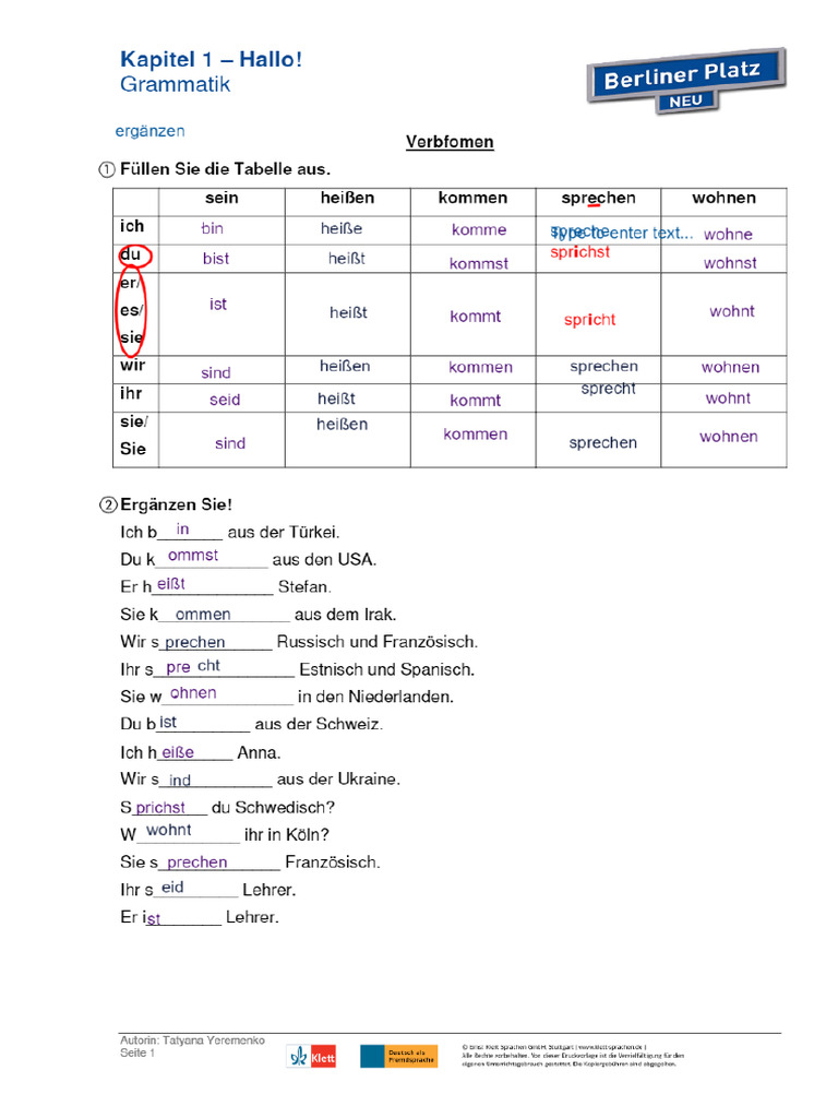 5-BPN 1 Verbformen-1 | PDF